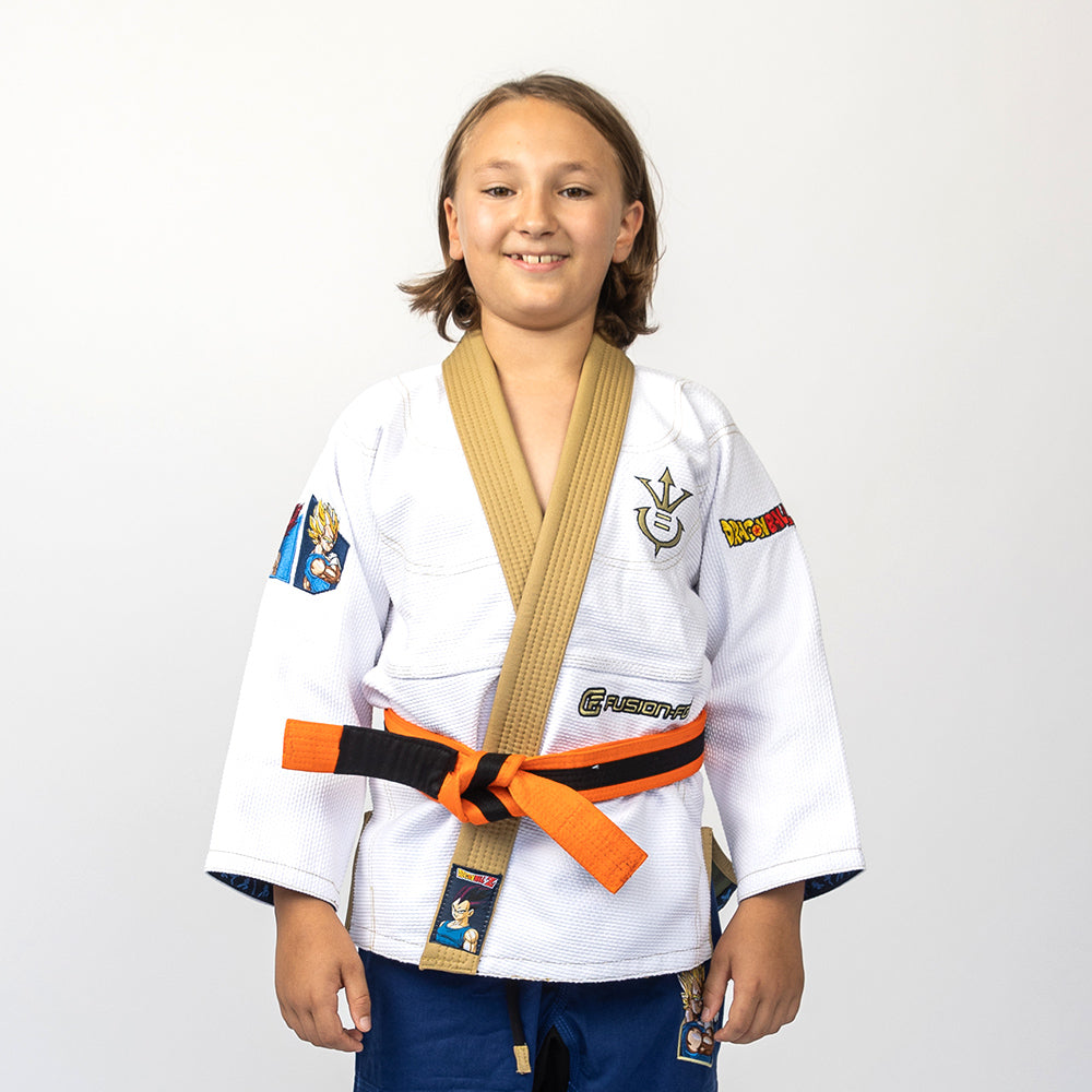 Fusion Fight Gear Dragon Ball Z Vegeta Limited Edition Kids BJJ Gi Whi