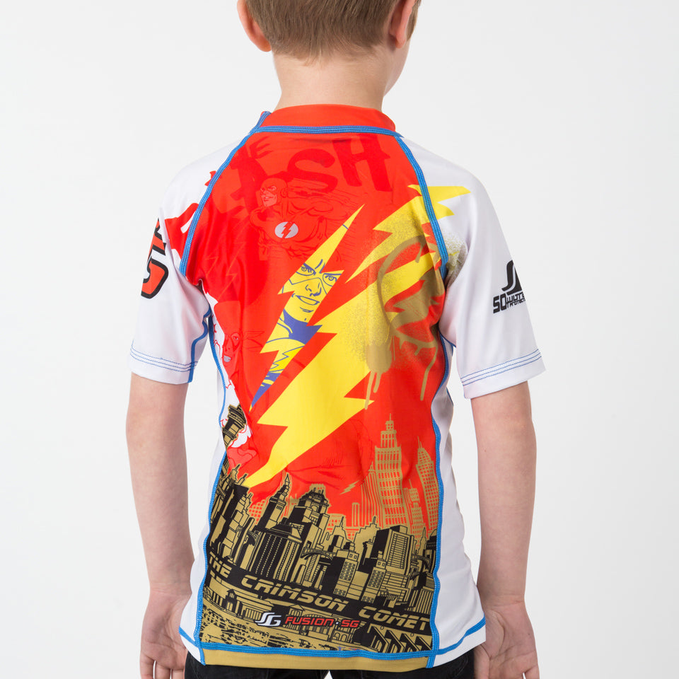 Fusion Fight Gear The Flash Crimson Comet Kids BJJ Rash Guard - Short